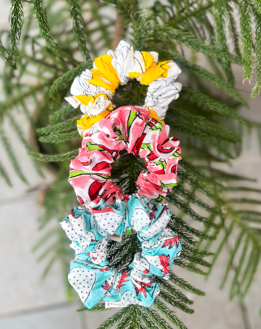 Strawbloom Cotton Scrunchies Set of 3 Phutari
