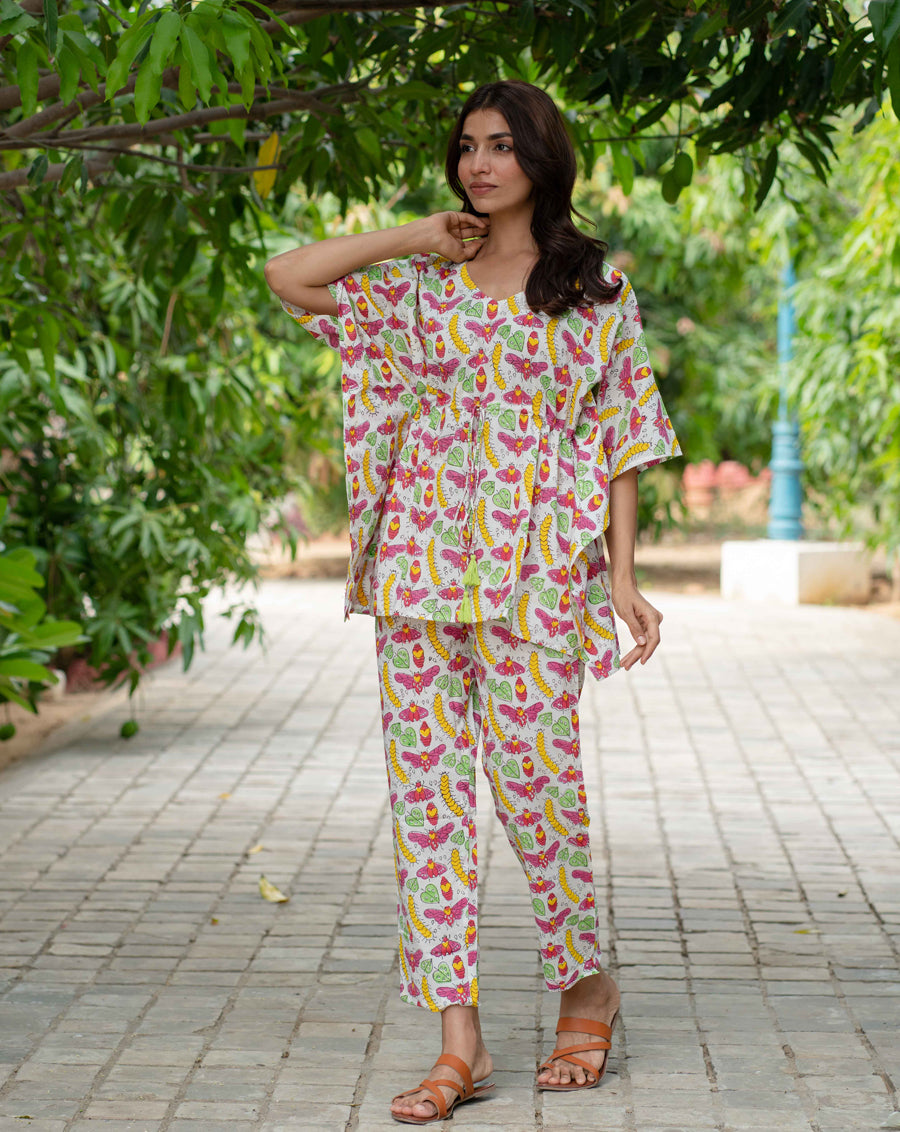 Cat-A-Pillar Original Co-ord Set | Hand-Block Printed Cotton | Phutari