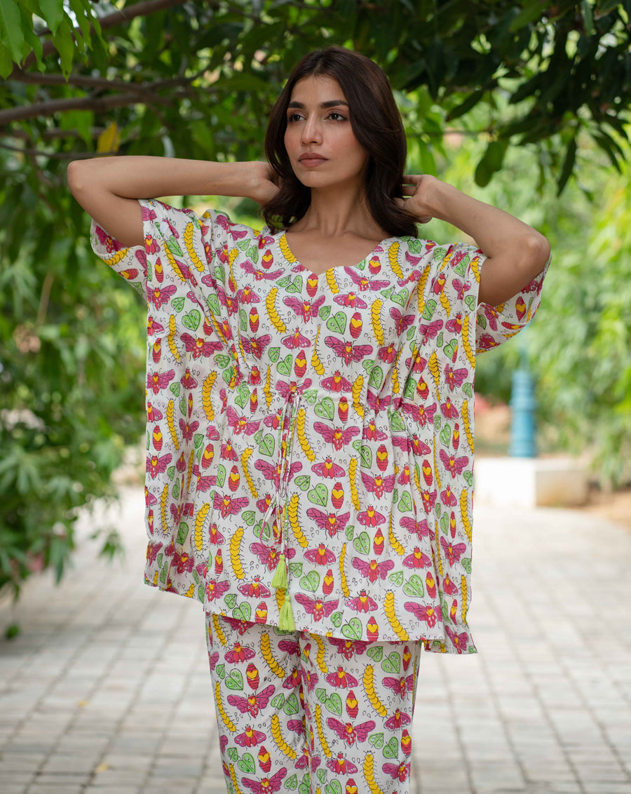 Cat-A-Pillar Original Co-ord Set | Hand-Block Printed Cotton | Phutari