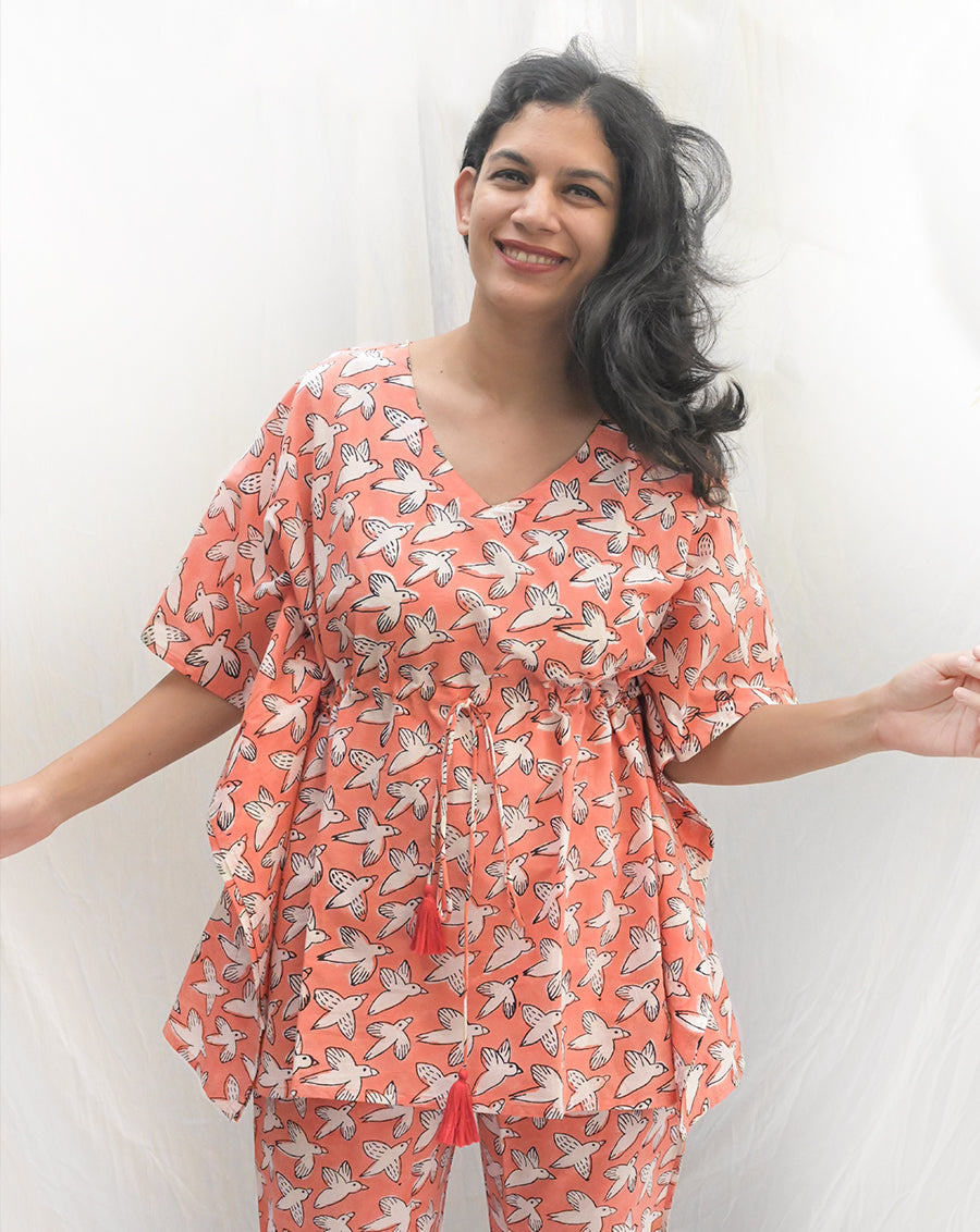 Chidiya Udd Co-ord Set | Hand-Block Printed Cotton | Phutari